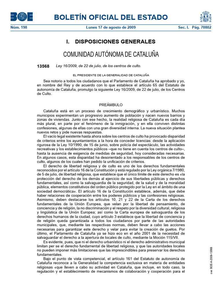 Boe A 2009 13568 | PDF | Cataluña | Planificación urbana