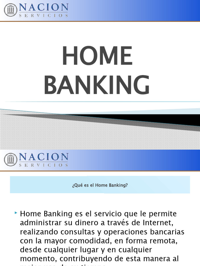 Presentación Home Banking | PDF | Bancos | Banca en línea