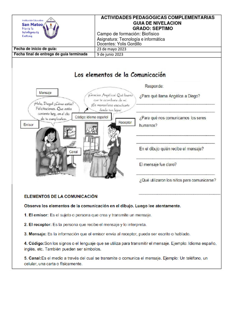 Guia de Nivelacion Grado Septimo Informatica | PDF | Comunicación | Almacenamiento de datos de ...