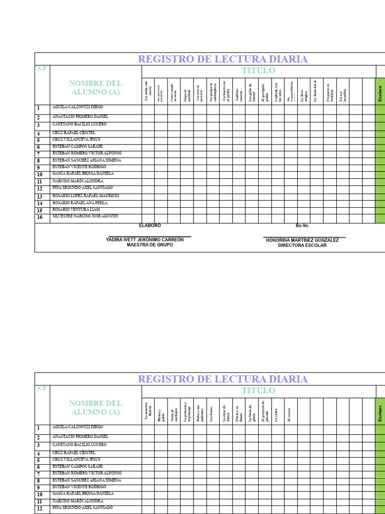 Registro de Lectura Diaria | PDF