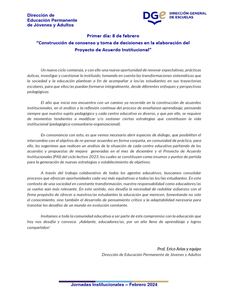 1° Día - Jornada Febrero 2024 Epja | PDF | Aprendizaje | El aprendizaje permanente