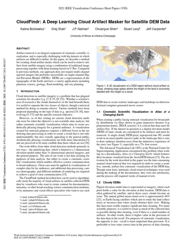 CloudFindr A Deep Learning Cloud Artifact Masker For Satellite DEM Data | PDF | Data ...