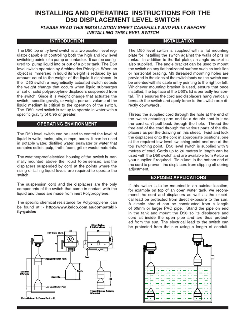 d50 Installation Sheet 1 | PDF | Switch | Alternating Current