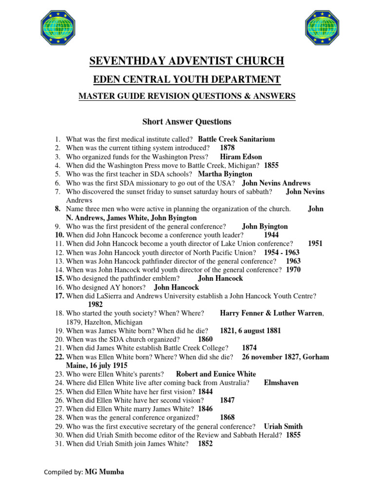 Church Heritage Q&A | PDF | Seventh Day Adventist Church ...