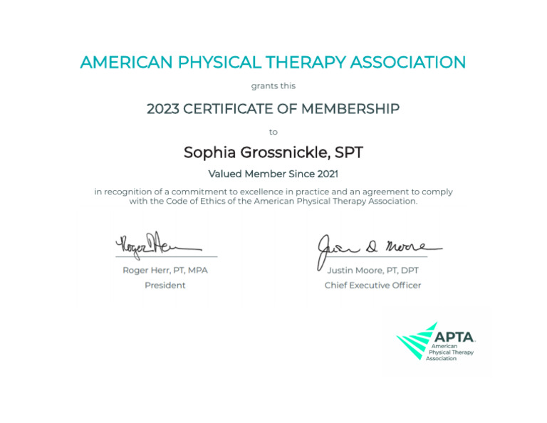 Apta Membership Certificate | PDF | Lifestyle