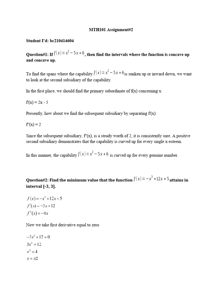 MTH101 Assignment #2 Spring 2023 | PDF