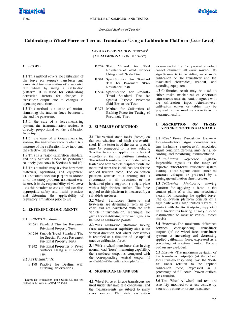 Calibrating A Wheel Force or Torque Transducer Using A Calibration ...