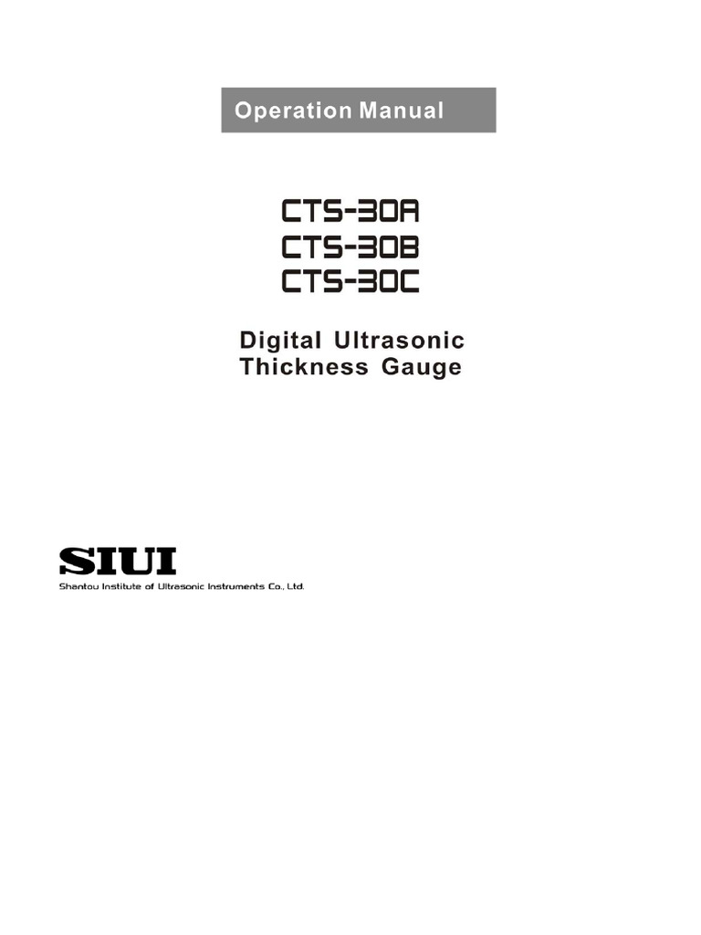 CTS-30A/B/C Ultrasonic Gauge Manual | PDF | Ultrasound | Pipe (Fluid ...