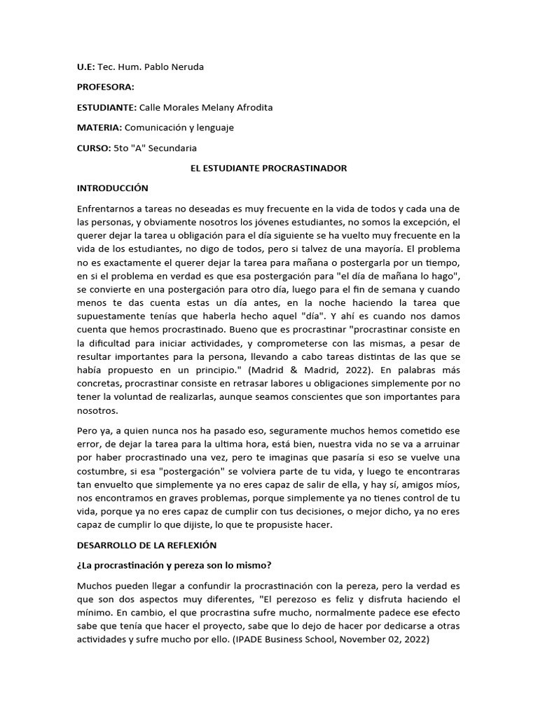 Ensayo ccp-2 | PDF | Dilación | Habilidades profesionales
