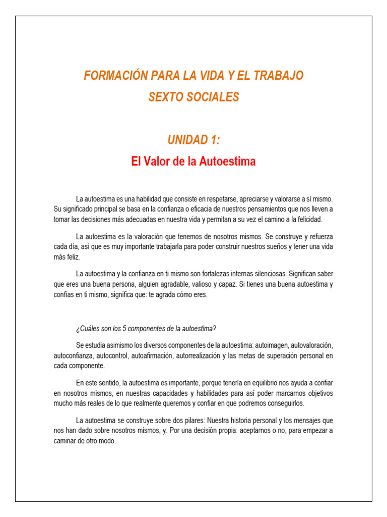 5 El Valor de La Autoestima | PDF | Autoestima | Ciencia cognitiva