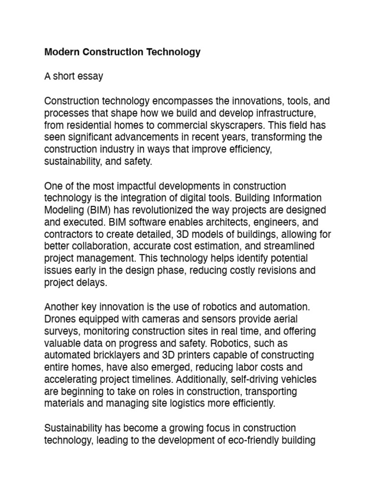 Innovations in Modern Construction Tech | PDF | Building Information ...