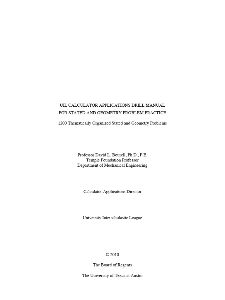 UIL Calculator Stated and Geometry | PDF | Geometry | Sphere