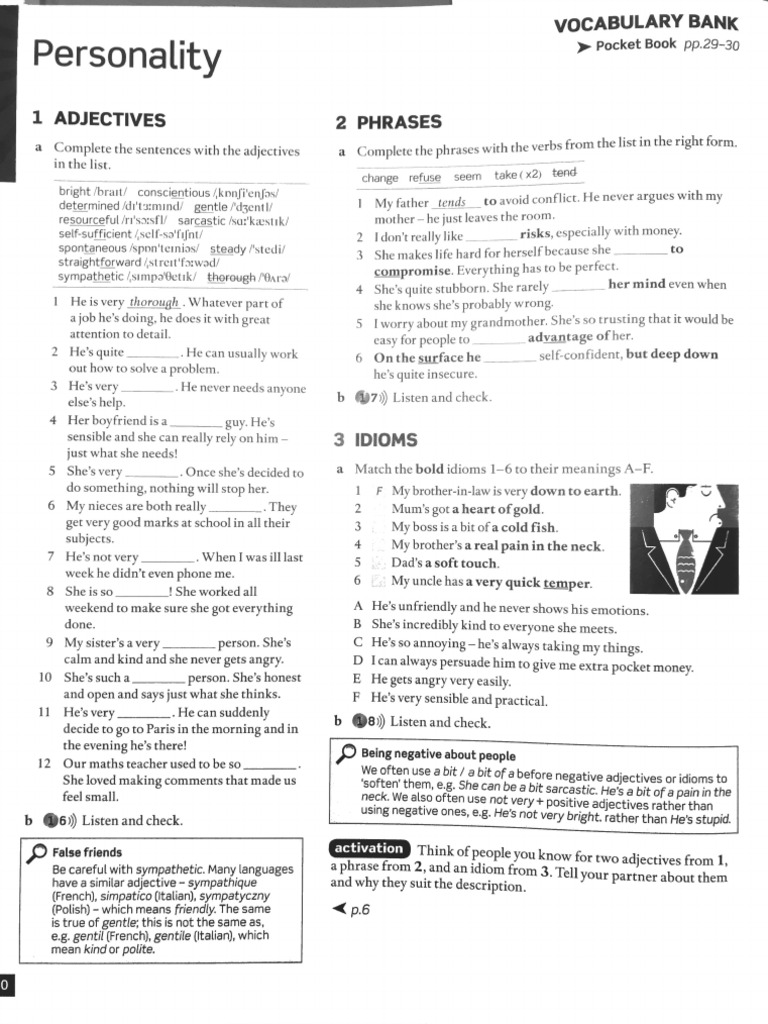 Personality Vocabulary | PDF