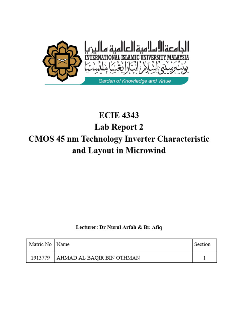 Vlsi Lab Report | PDF | Cmos | Mosfet