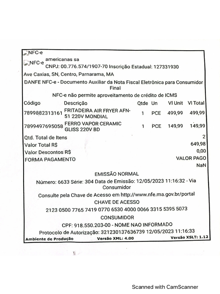 Anexo Comprovante | PDF