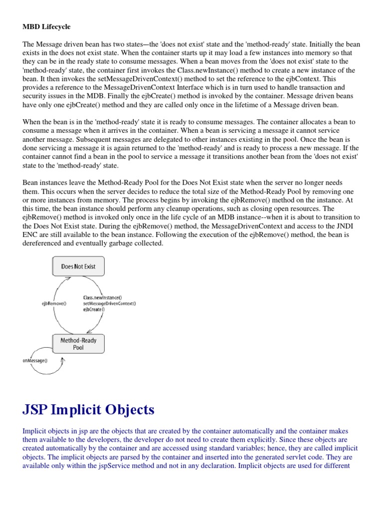 JSP Implicit Objects: MBD Lifecycle | Download Free PDF | Java Server Pages | Java Servlet