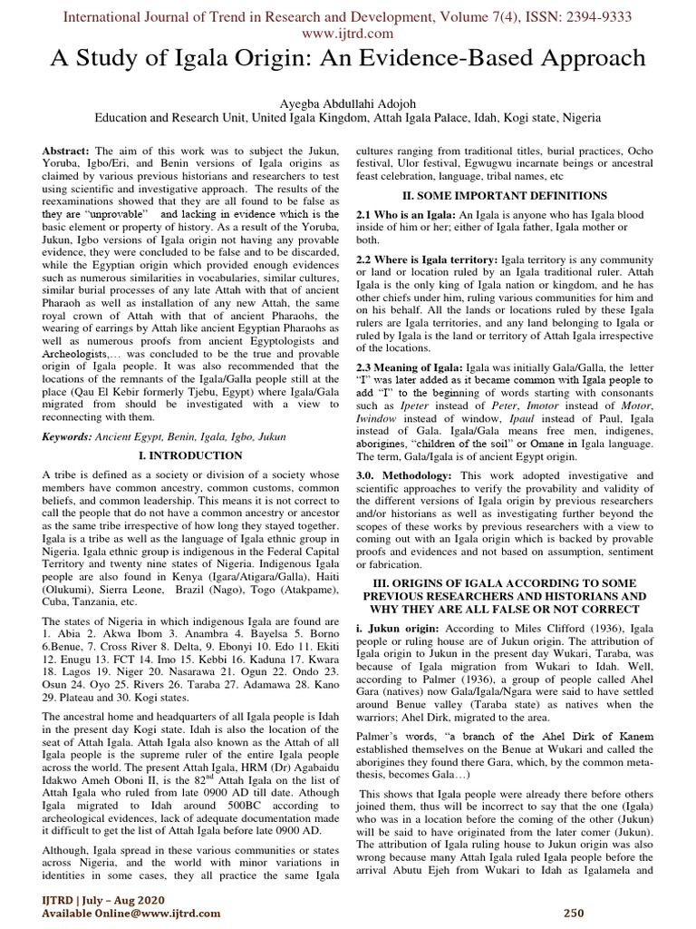 Igala Origins: An Evidence-Based Study | PDF