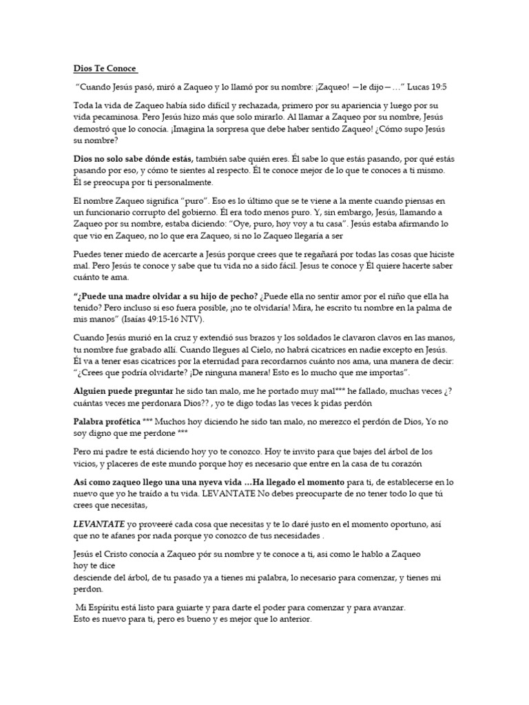 Dios Te Conoce | PDF | Jesús | Perdón