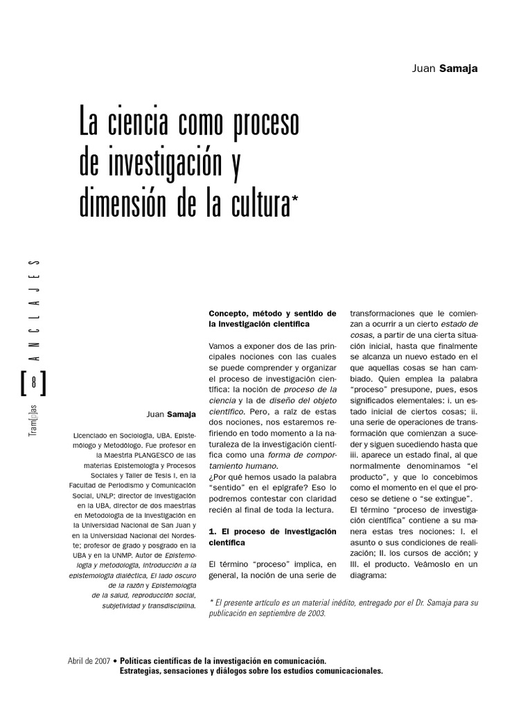 SAMAJA La Ciencia Como Proceso | PDF | Conocimiento | Verdad