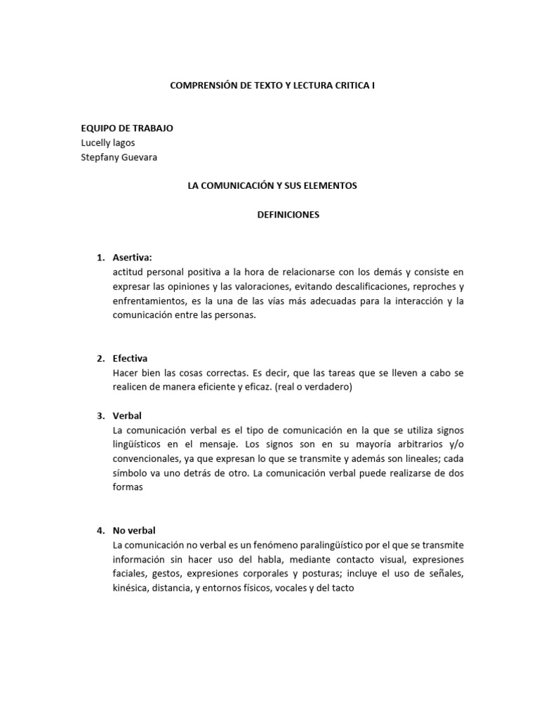 La Comunicacion y Sus Elementos | PDF | Comunicación | Comunicación no verbal