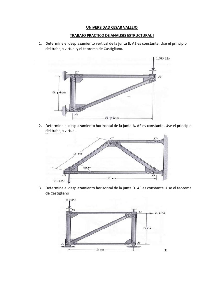Ejercicios Propuestos Sobre Método de Trabajo Virtual y Castigliano | PDF