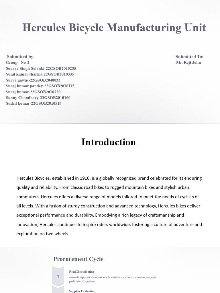 NEW Hercules-Bicycle-Manufacturing-Unit Sourcing Management | PDF ...