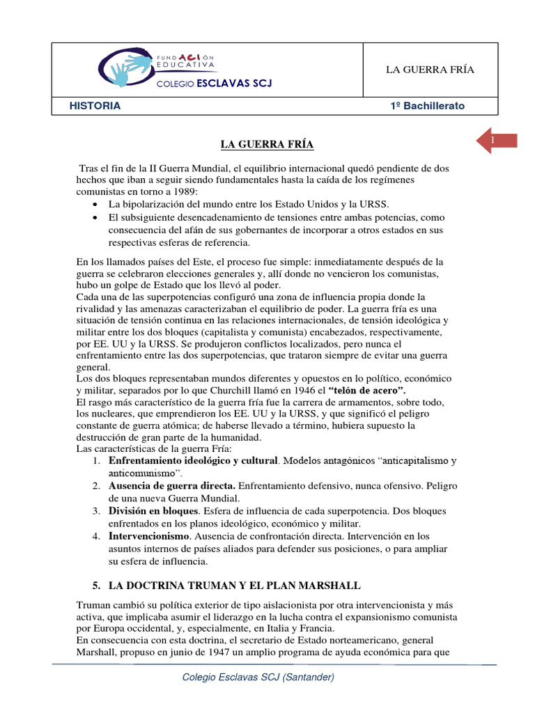 Tema. La Guerra Fría | PDF | Guerra Fría | Política mundial