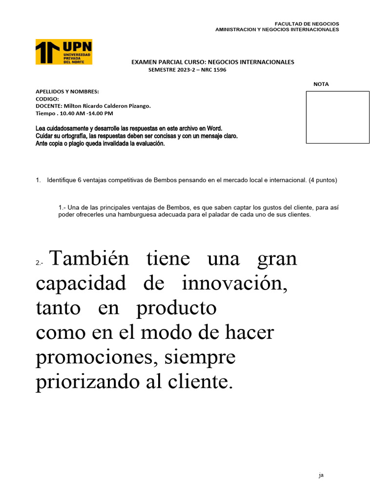 Examen Parcial en FN - 1596 Resuelto2 | PDF | Marca | Business