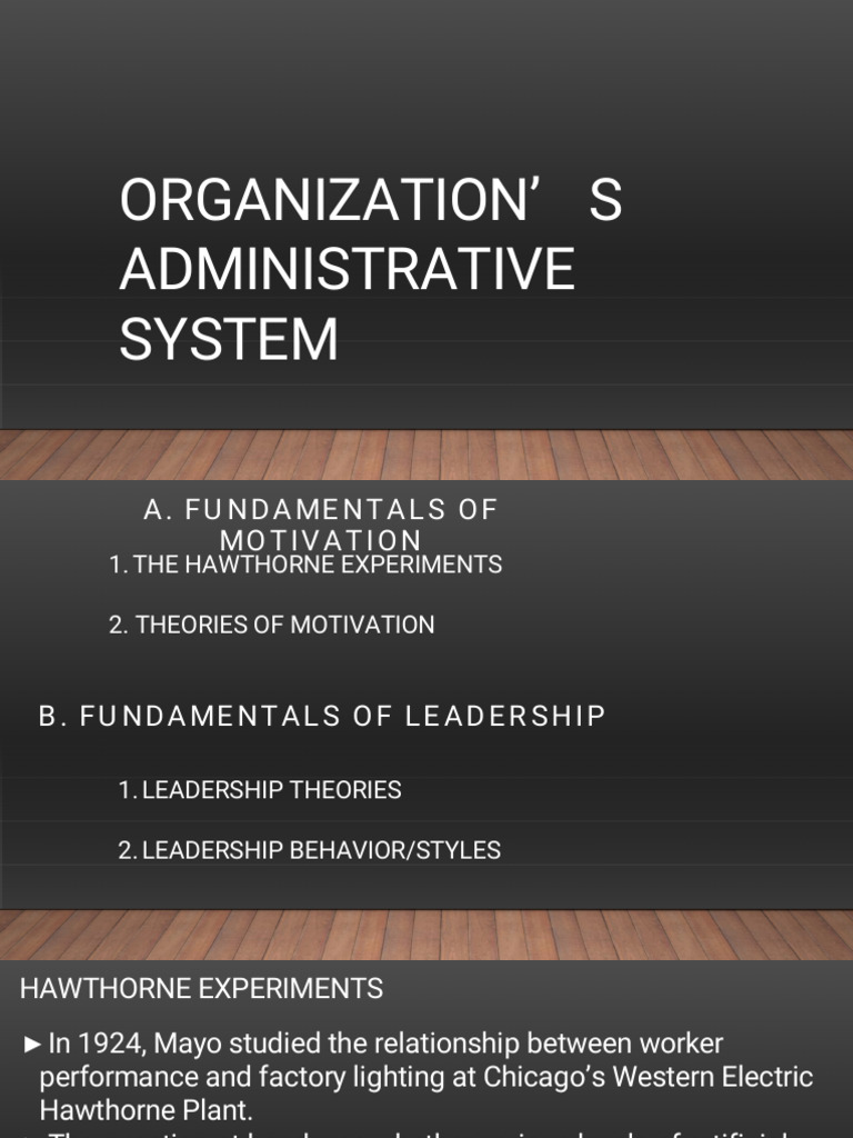 Organizations Administrative System | PDF | Leadership | Motivational