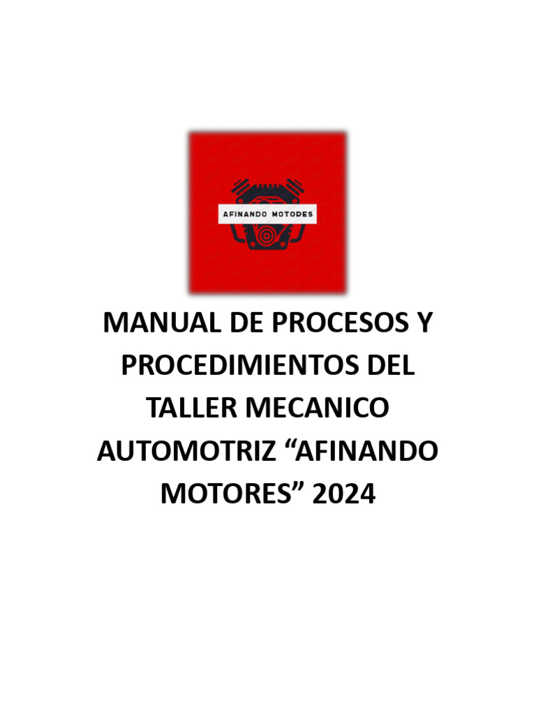Manual de Procesos y Procedimientos Del Taller Mecanico Automotriz | PDF | Sustentabilidad ...