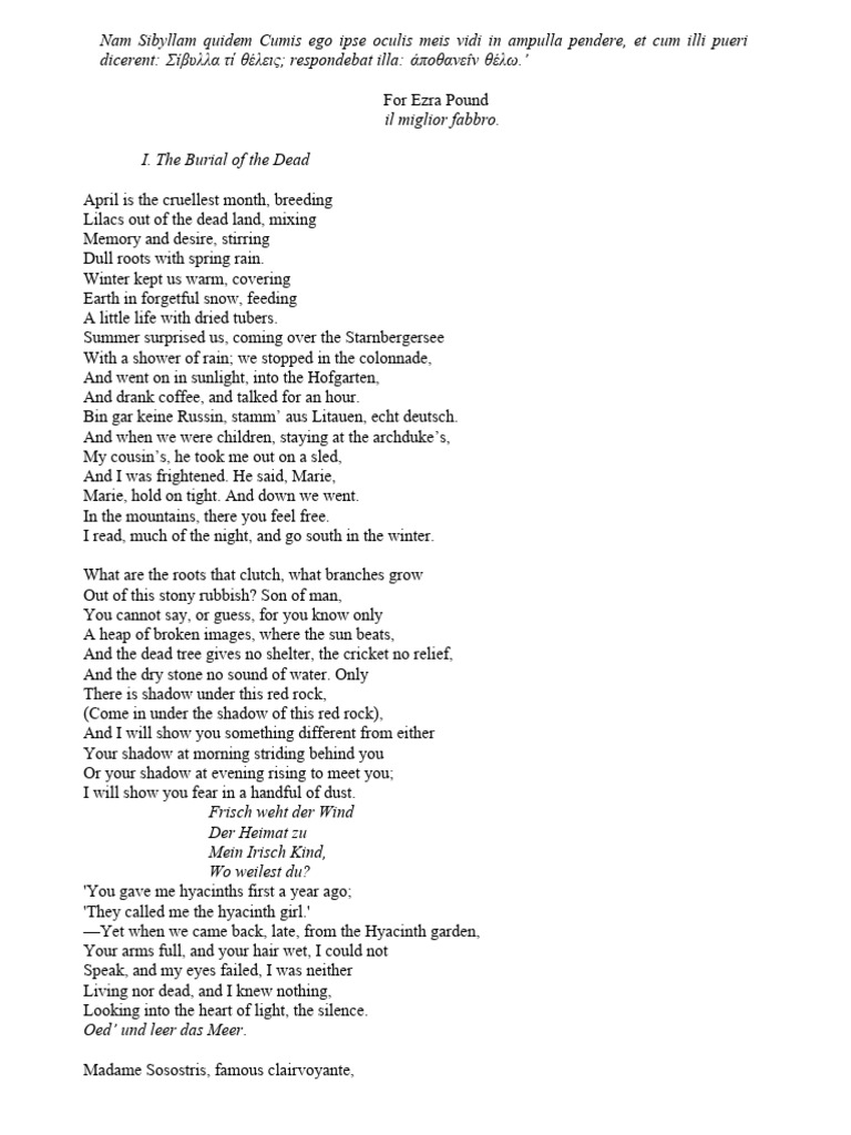 T.S Eliot | PDF | Poetry