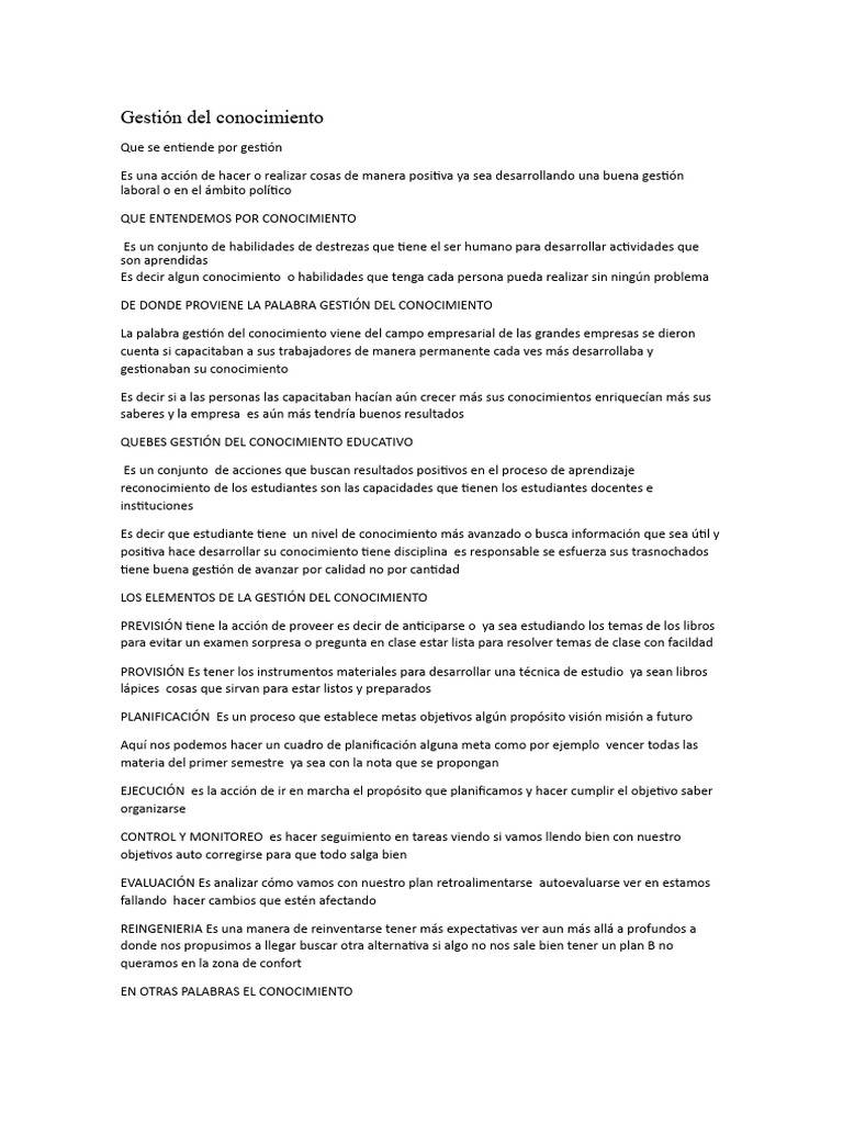 Gestión Del Conocimiento | PDF | Conocimiento administrativo | Conocimiento