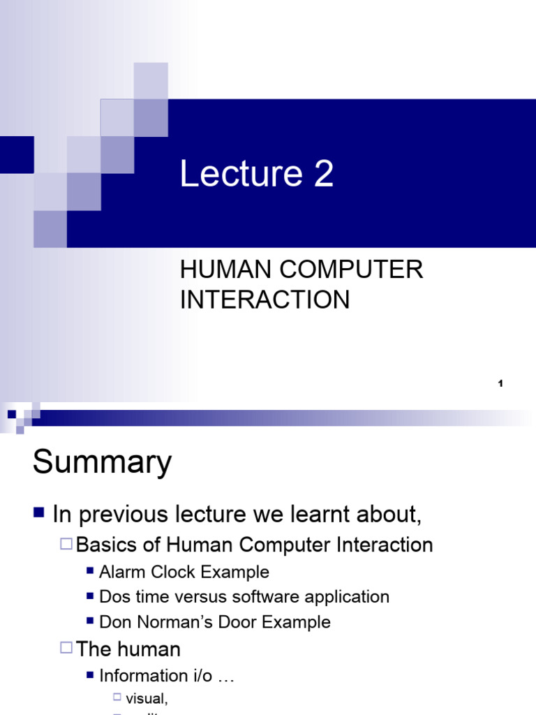 Hci Lecture 2 | PDF | Deductive Reasoning | Memory