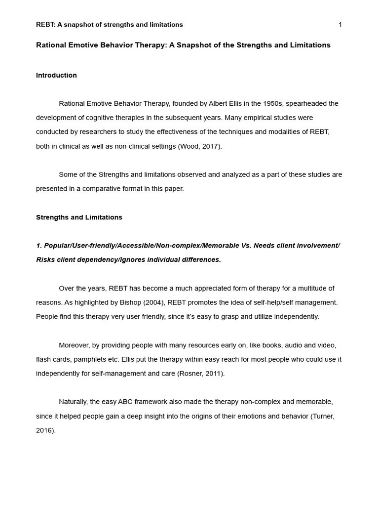 REBT Paper - Final | PDF | Rational Emotive Behavior Therapy ...