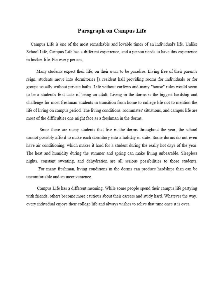 Paragraph On Campus Life | PDF