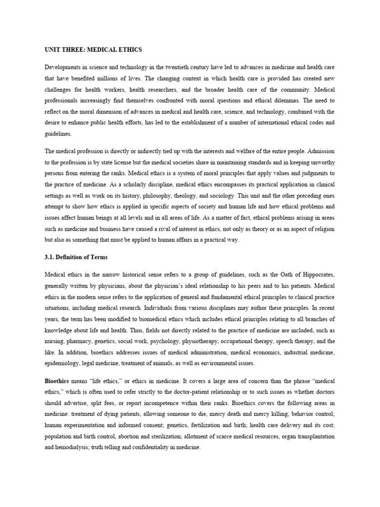 Unit Three Download Free Pdf Medical Ethics Autonomy