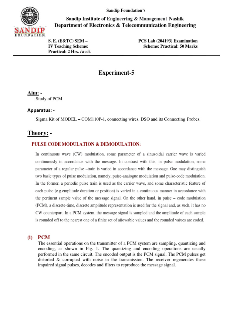 Exp 5 | Download Free PDF | Modulation | Sampling (Signal Processing)