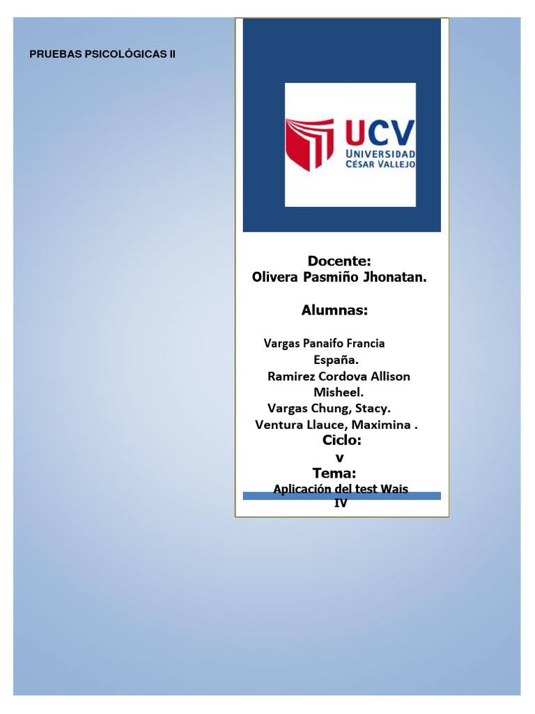 INFORME DEL TEST DE WAIS IV-mauricio | PDF | Escala de inteligencia ...