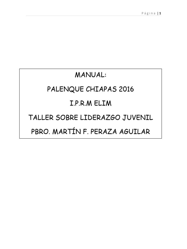 Manual Taller en Palenque Chiapas México | PDF | Dios | Amor