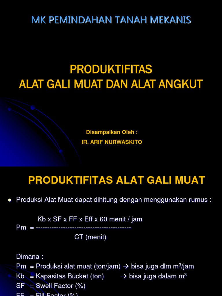 6 - Produktifitas Alat Gali Muat-Alat Angkut - 2023 | PDF