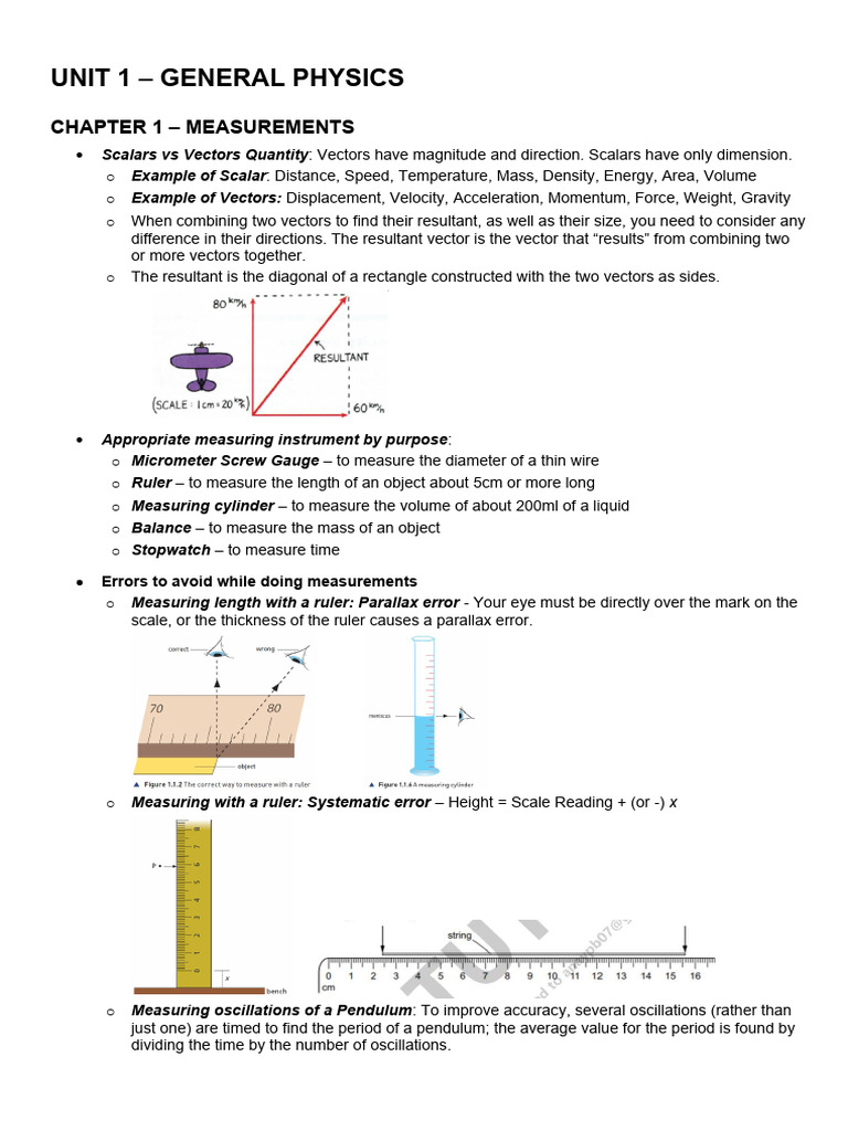 UNIT 1 - Chapter Notes V2 | PDF | Momentum | Force