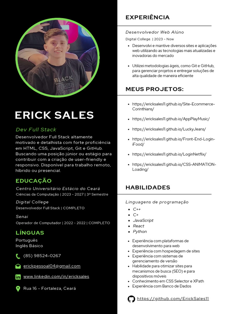 Curriculo-Erick 2024 | PDF | Script Java | Rede mundial de computadores Curriculo-Erick 2024 | PDF | Script Java | Rede mundial de computadores
