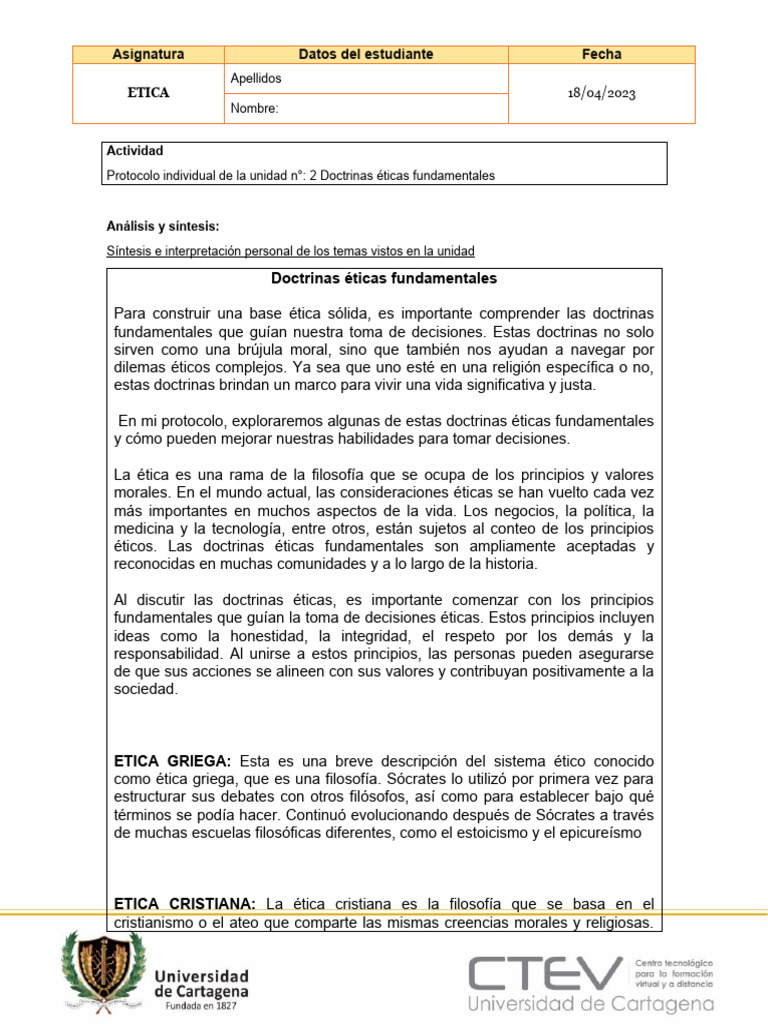 Protocolo Individual 2 Etica | Descargar gratis PDF | Sicología | Sociedad