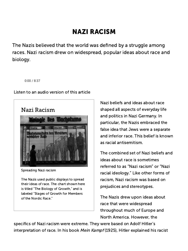Nazi Racism - Holocaust Encyclopedia | PDF | Nazism | Racism