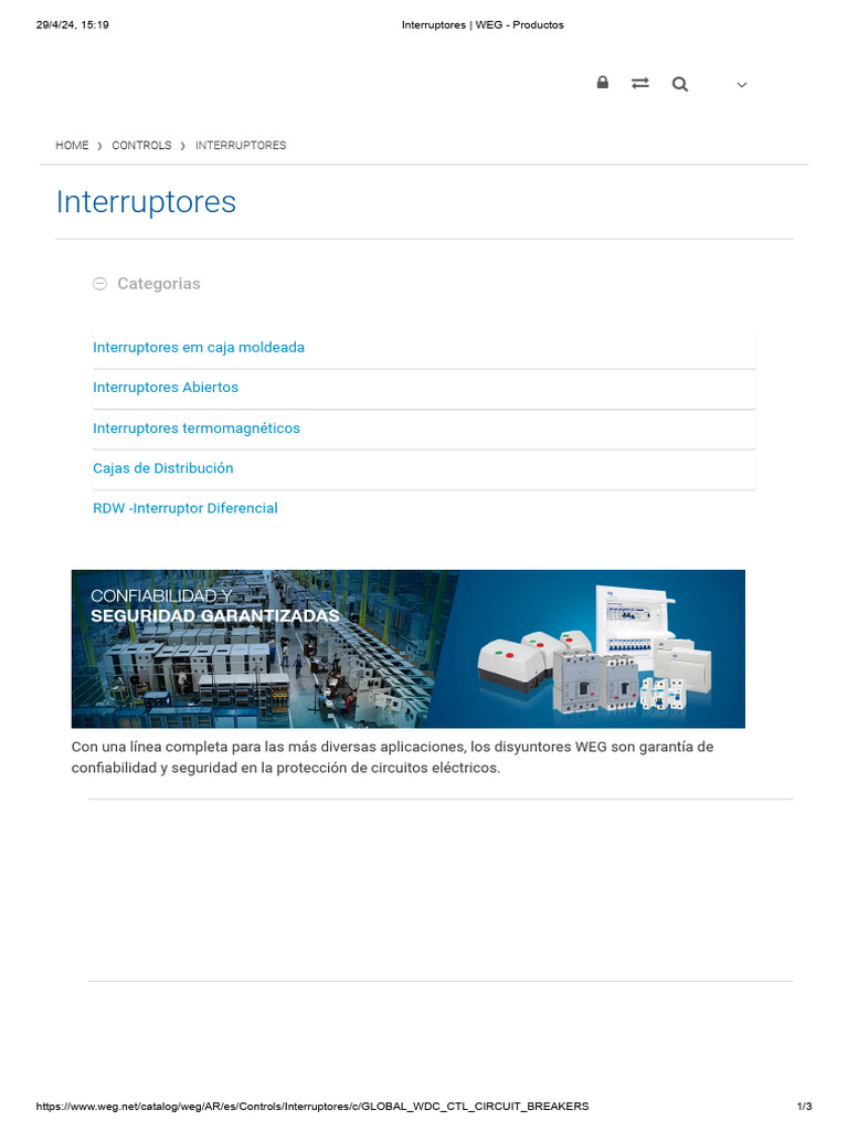 Interruptores - WEG - Productos | PDF | Tecnología e ingeniería