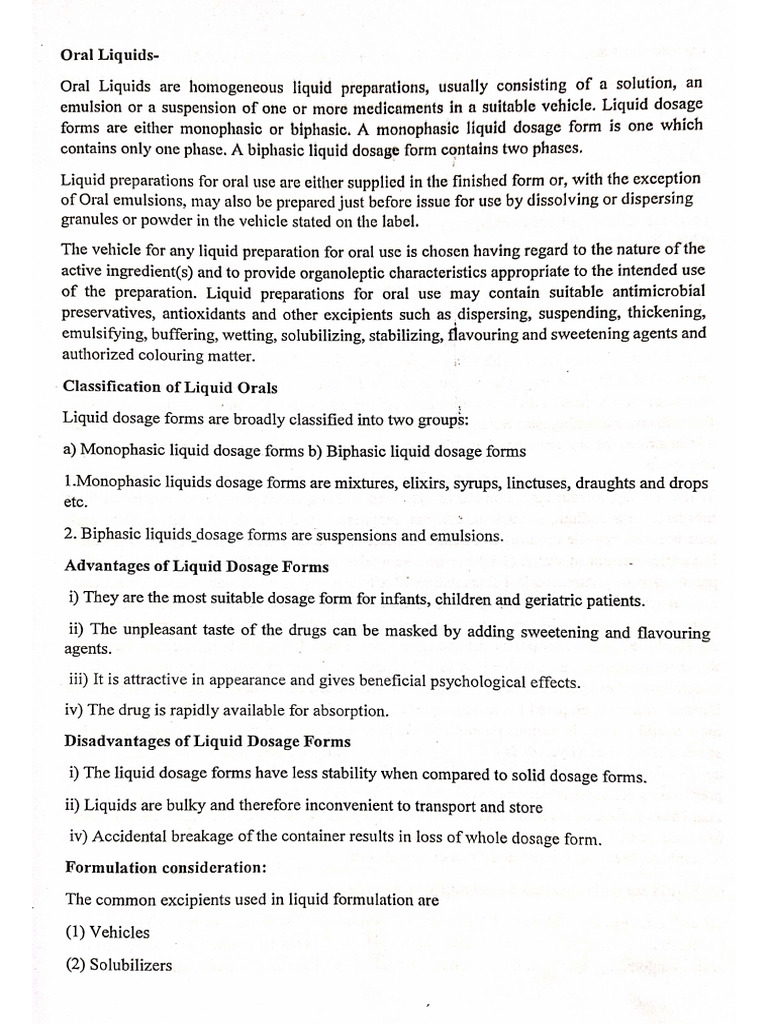 Liquid Oral | PDF