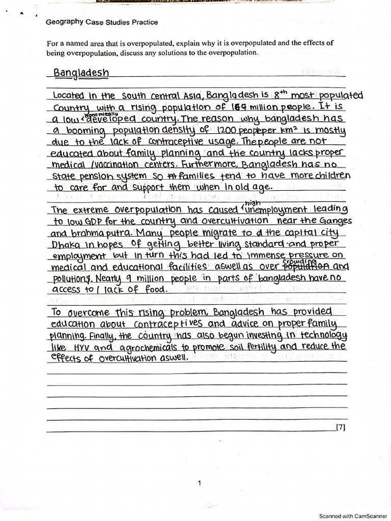 IGCSE Geography Case Studies Example Ans | PDF