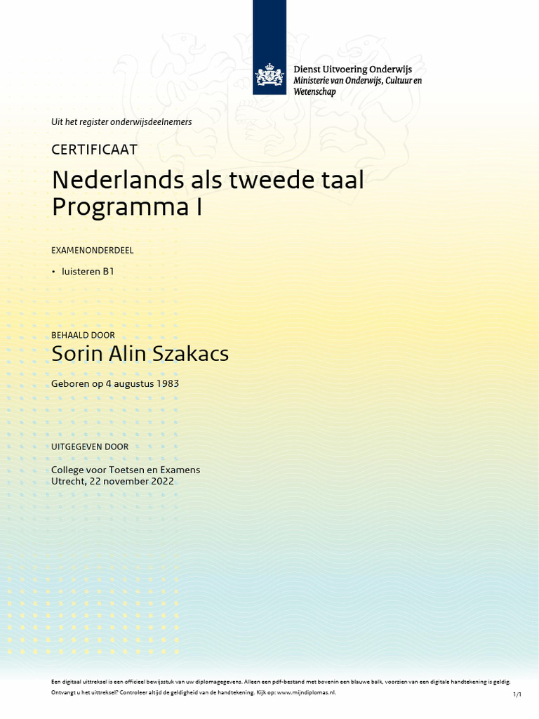 Nederlands Als Tweede Taal Programma I | PDF