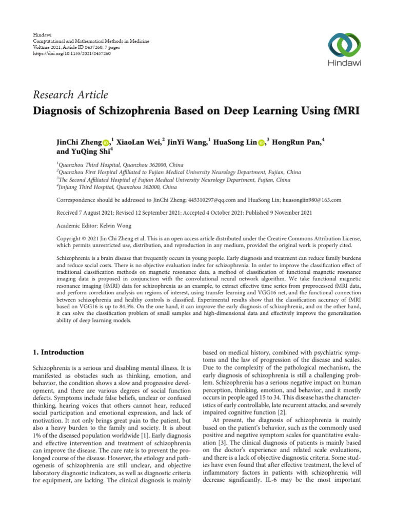 Diagnosis of Schizophrenia Based On Deep Learning | PDF | Receiver Operating Characteristic ...