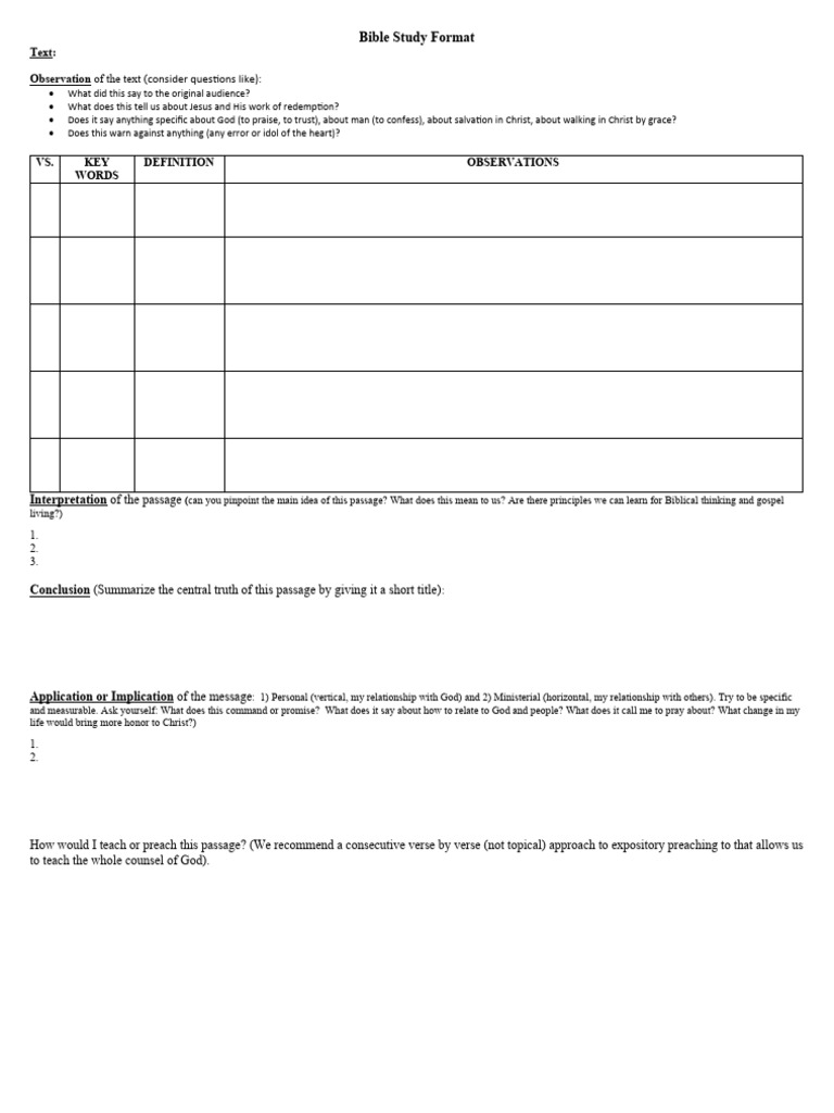 Bible Study Pattern | PDF